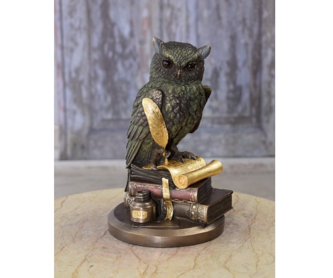 Owl on Books Statue - Owl Art Work - Symbol of Wisdom Figurine - Gift ...
