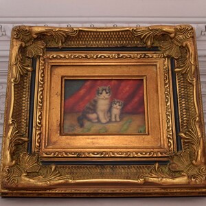 Amazing Painting Two Cats - Cat Painting in Nice Gold Frame - Wall ...