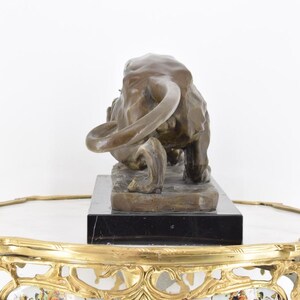 Large Crouching Tiger Bronze Sculpture on Marble Base - Realistic ...