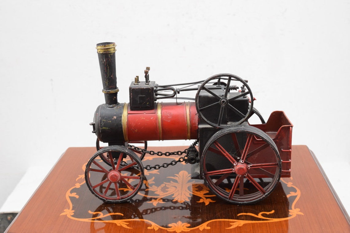 Vintage Red & Black Metal Steam Train Model: Unique Home Decor - Etsy