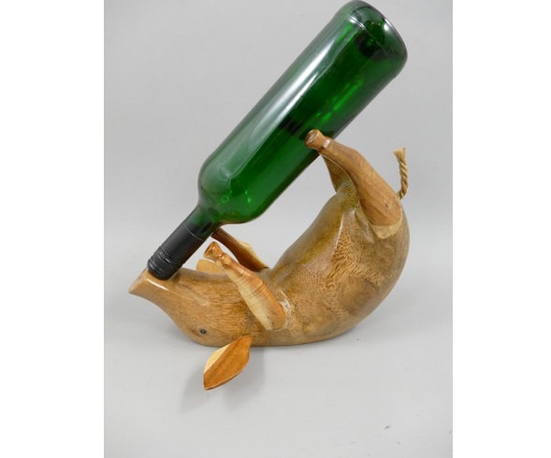 Stand Bootle Teak Wood Funny Pig Rack Bootle Wooden Pig - Etsy