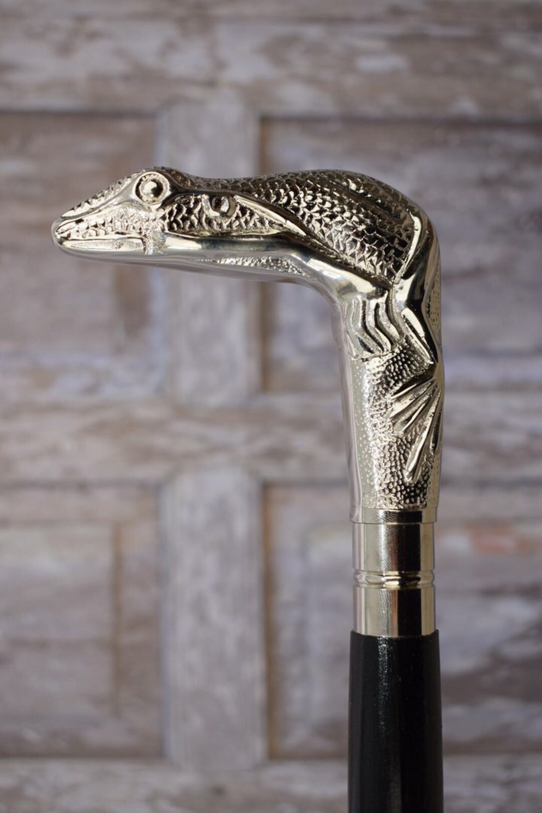 Silver Brass Walking Stick Funny Frog - Cane Frog- Gift for Grandfather ...