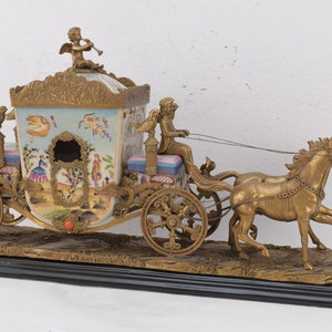 LARGE Luxury Carriage Porcelain With Bronze - Playing Cupid and Horses ...