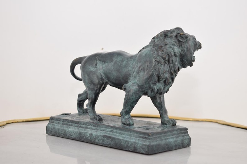 Green Patina Lion Bronze Sculpture: Majestic Animal Statue, Foundry ...