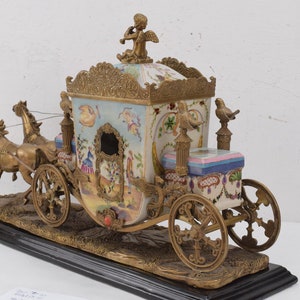 LARGE Luxury Carriage Porcelain With Bronze - Playing Cupid and Horses ...