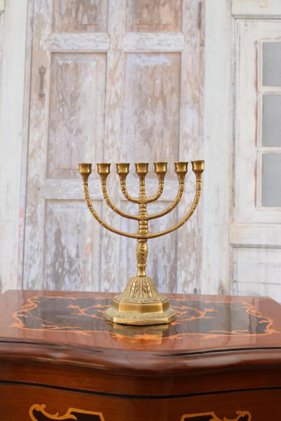 Brass Menorah - Travel Jewish Candlestick - Judaica Gift - Seven ...