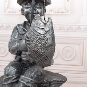 Young Boy With Fishing Rod - Fisher Boy Statue - Figure Boy and Fish ...