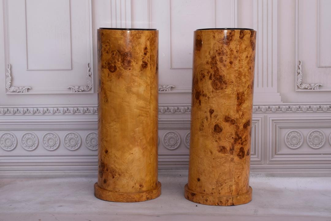 2 X Art Deco Pedestal - Art Deco Columns - Burl Wooden Columns - Art ...