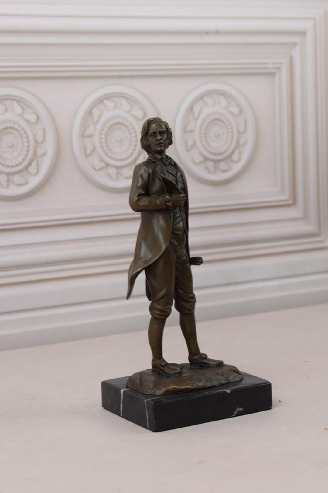 Wolfgang Amadeus Mozart Bronze Statue on Marble Base - Vintage Figure ...