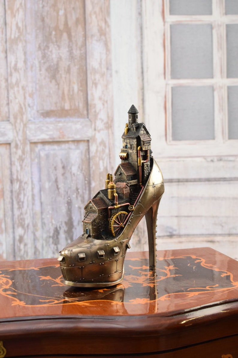 Steampunk City in a Shoe Figurine - Bronze Metal Home Decor - Etsy UK