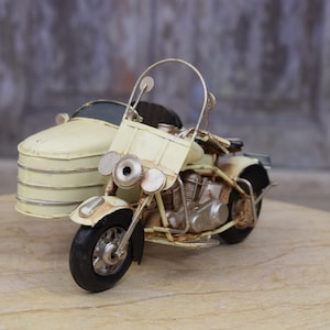 White Motorbike With Sidecar - Old School Metal Model - Old Motorcycle ...