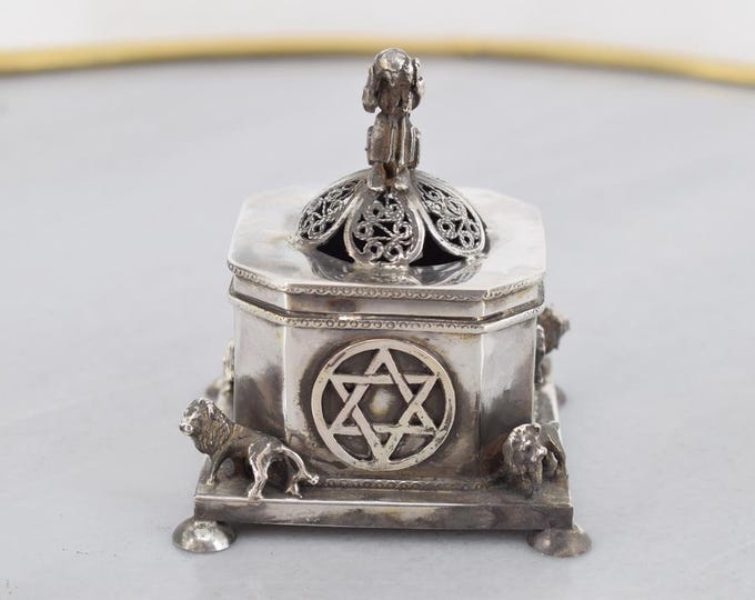 Antique Silver Casket Box – Rare Jewish Judaica – Lions Motif – Russian ...