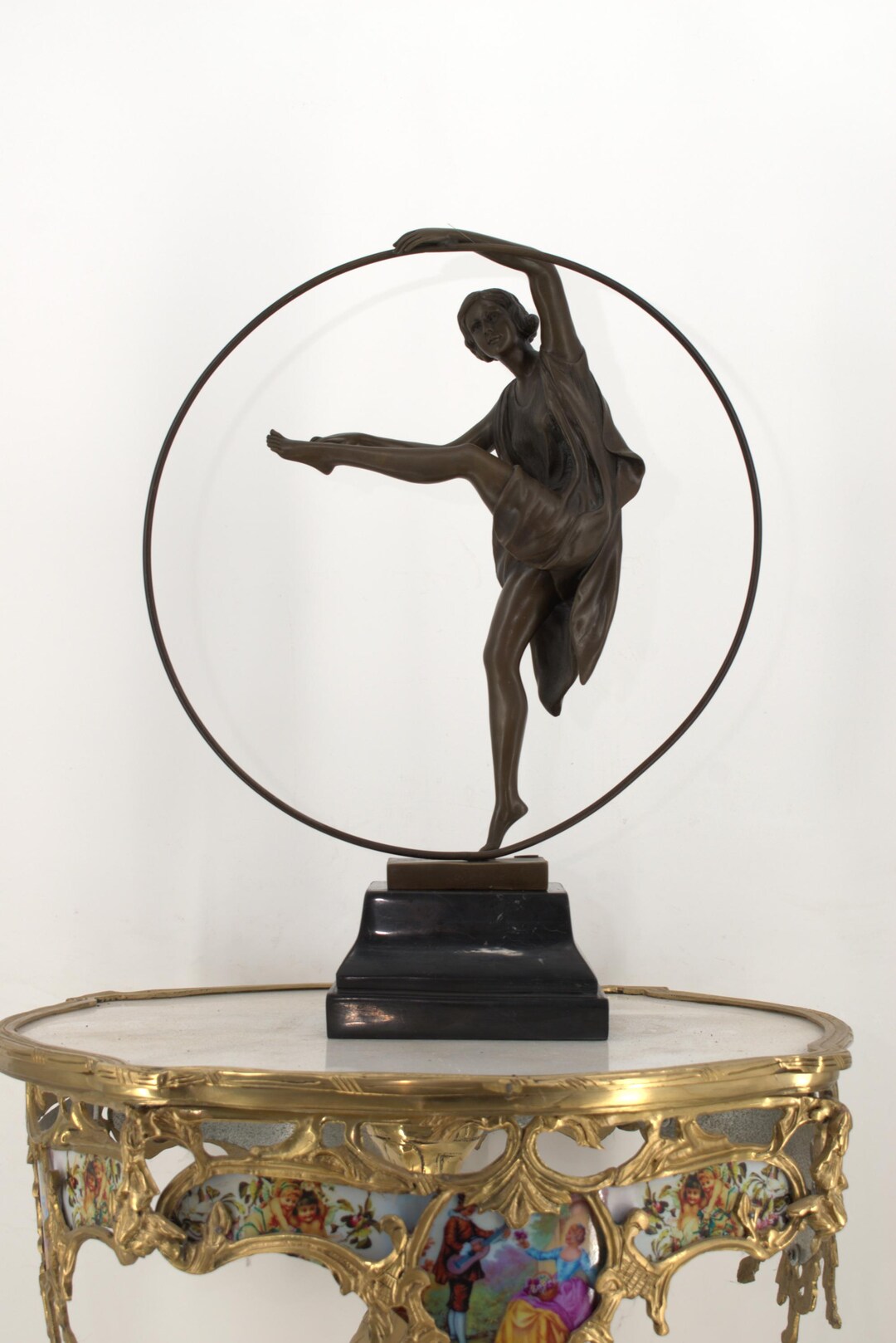 Bronze Gymnast Woman Sculpture With Hoop - Sash – Elegant Female ...