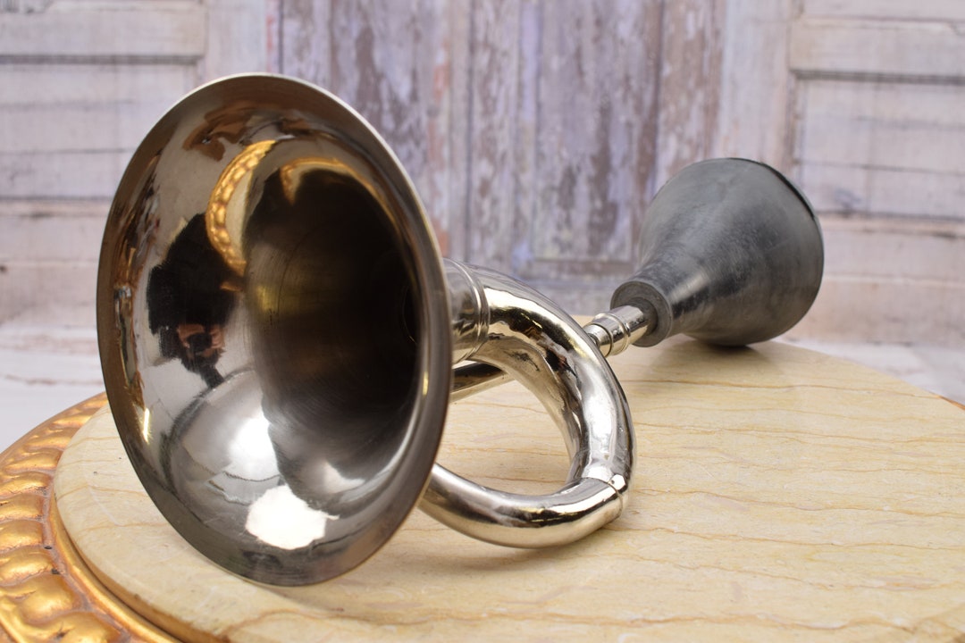 Vintage Silver Brass Car Horn - Brass Auto Horn - Car Trumpet Horn ...