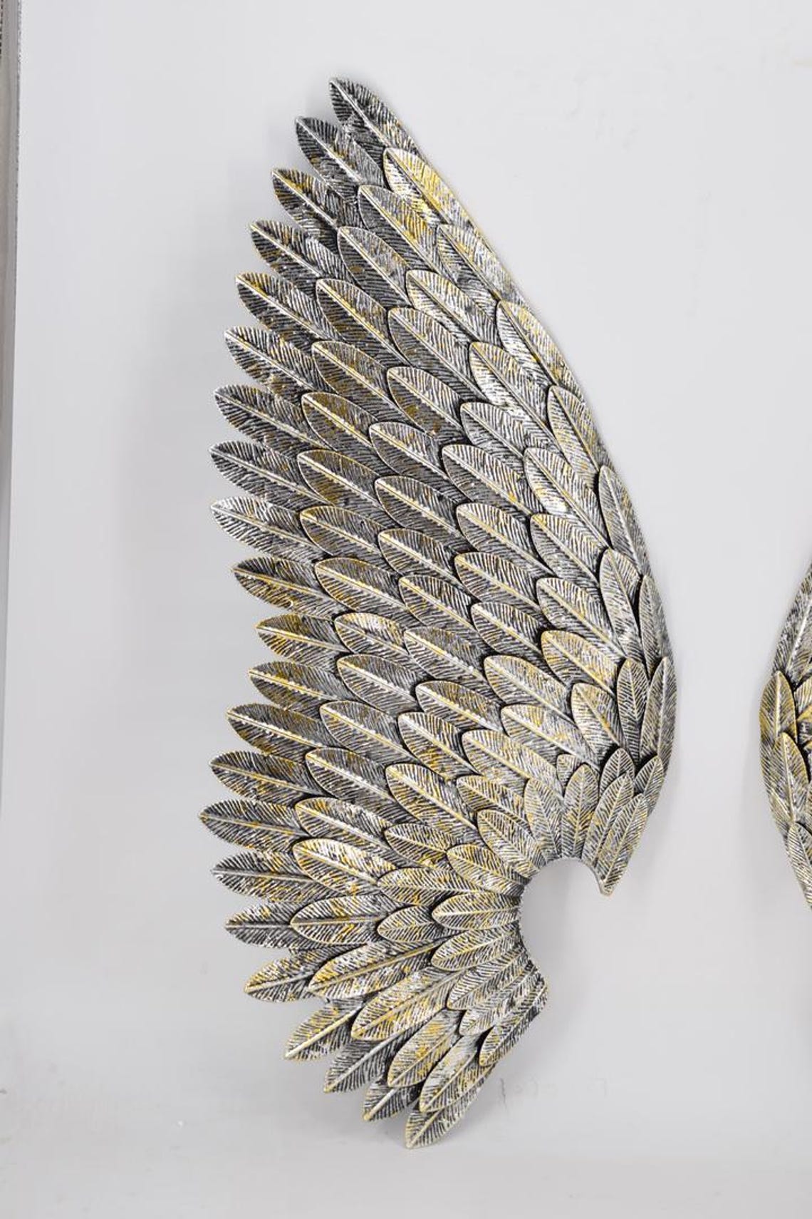 Rustic Metal Angel Wings Wall Art: Silver & Gold Handmade Decor - Etsy
