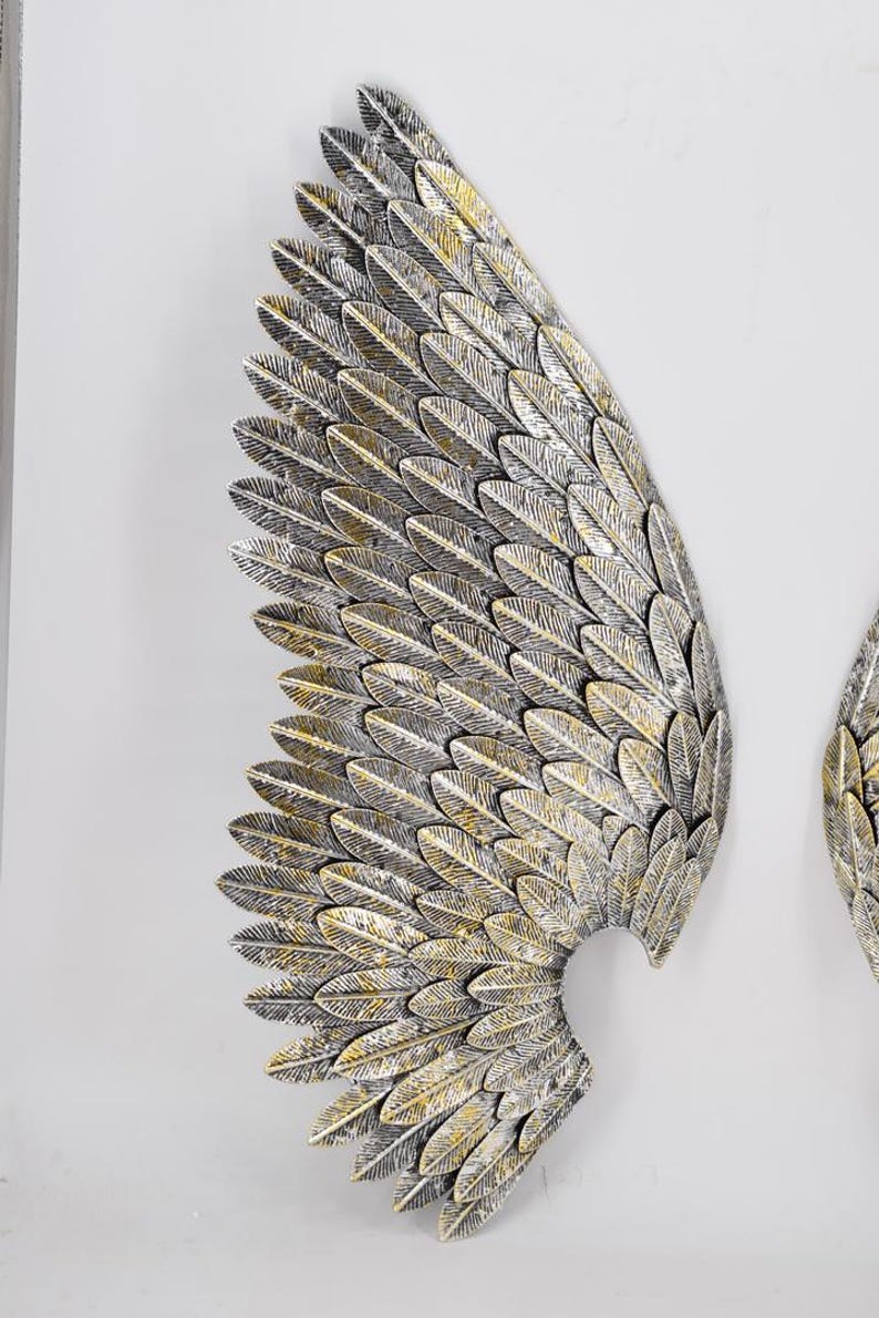 Rustic Metal Angel Wings Wall Art: Silver & Gold Handmade Decor - Etsy