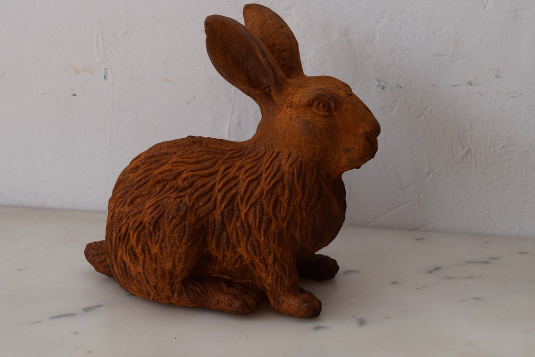 Cast Iron Rabbit Hare Animal Sculpture Figurine Figure Gift Vintage ...