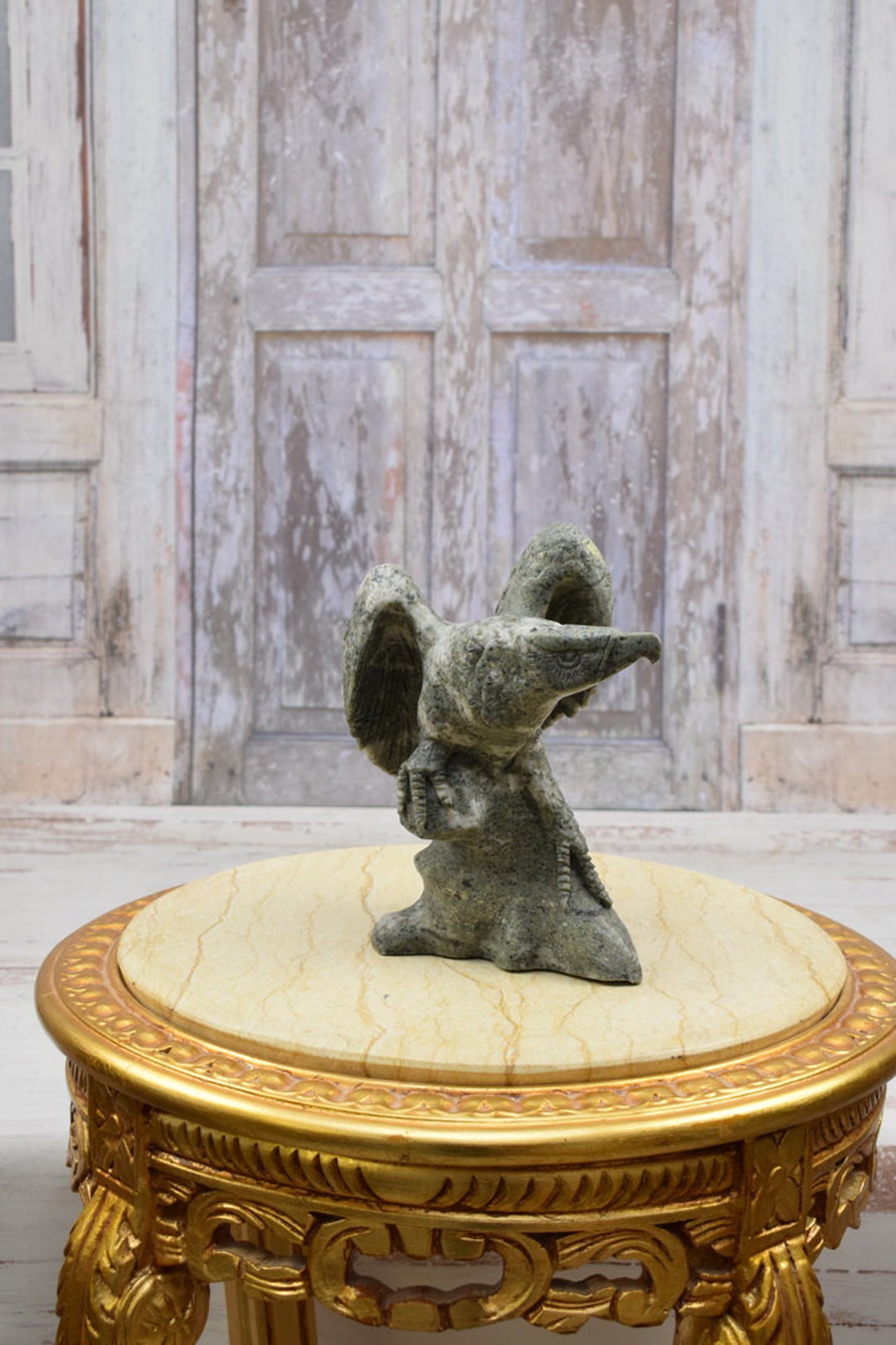 Eagle Marble Statue - Buzzard Sculpture Pedestal - Unique Sculpture ...