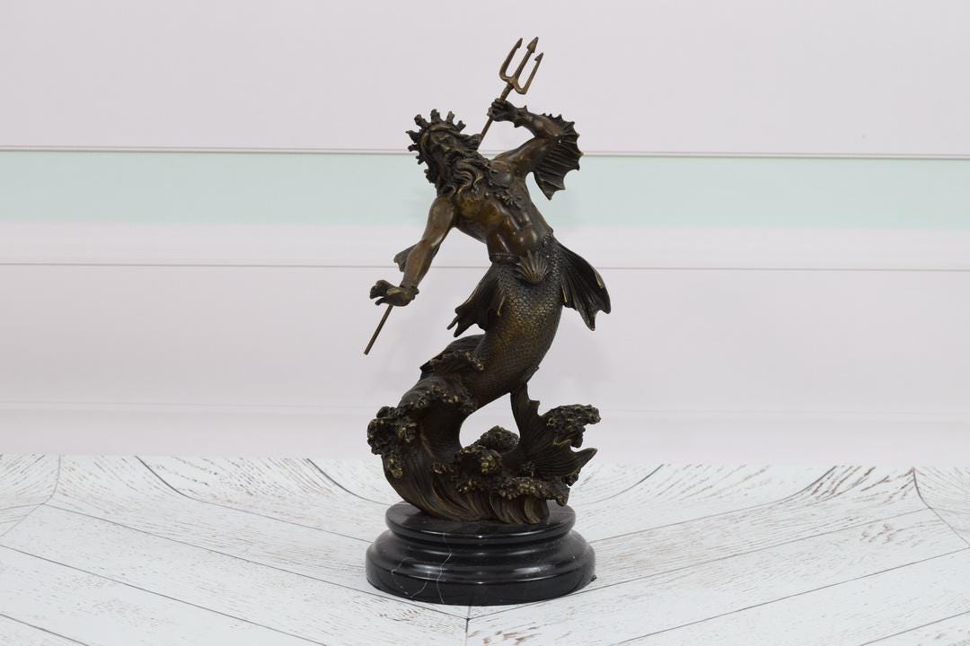 Poseidon Bronze Sculpture - Figure Neptun - God of the Seas Greek ...