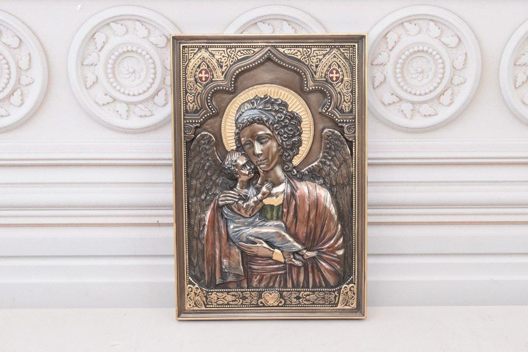 Vintage Icon - Guardian Angel Icon - Religious Icon - Art ...