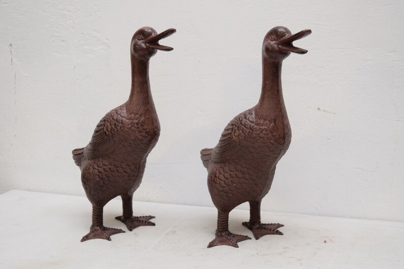 Pair Ducks Cast Iron Sculpture Figurines Realistic Duck - Etsy