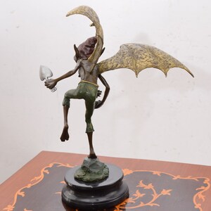 Funny Winged Goblin Bronze Statue on Marble Base - Etsy