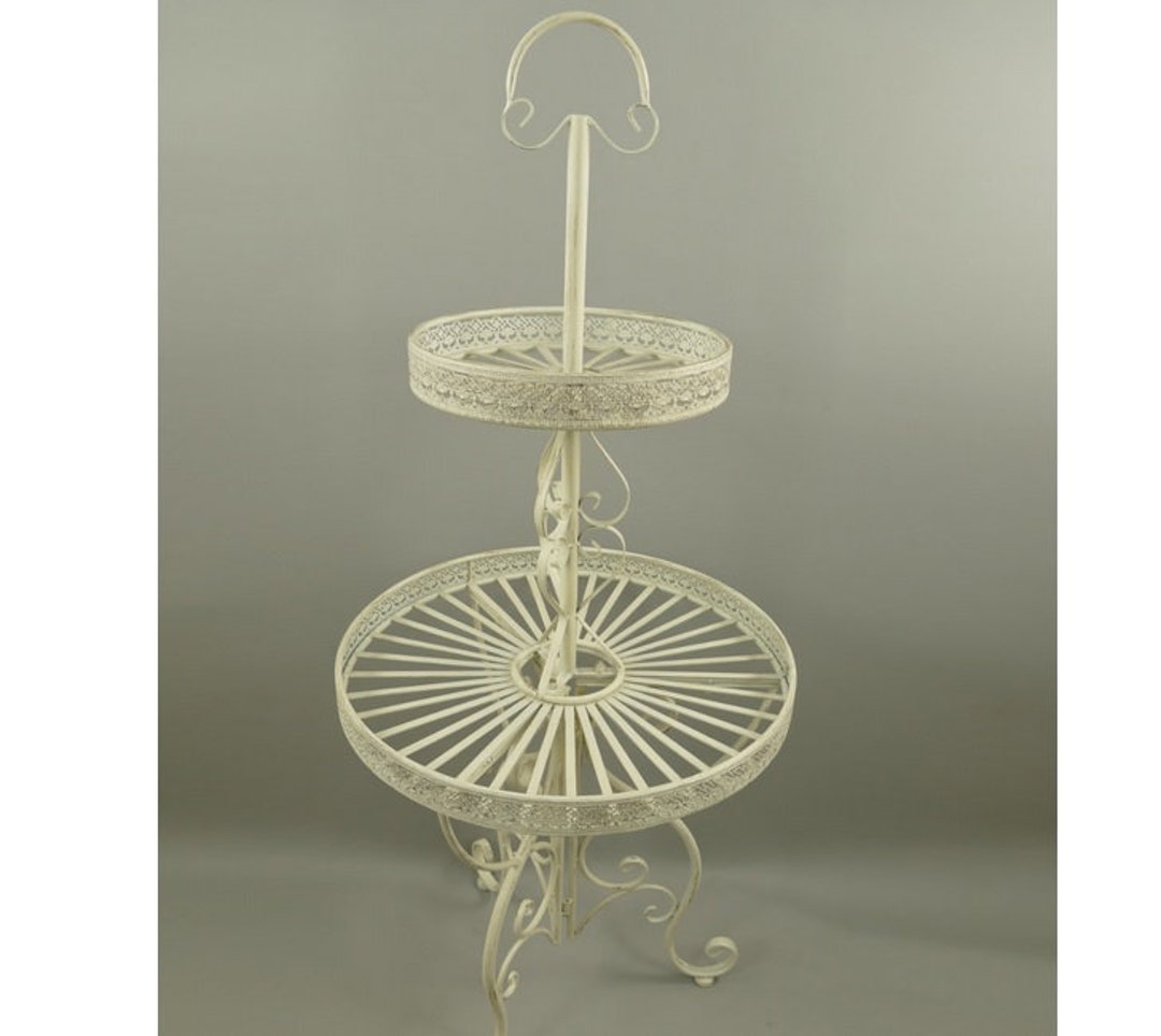 White Wrought Iron Flower Rack: Foldable Garden Table, 60 Inches - Etsy