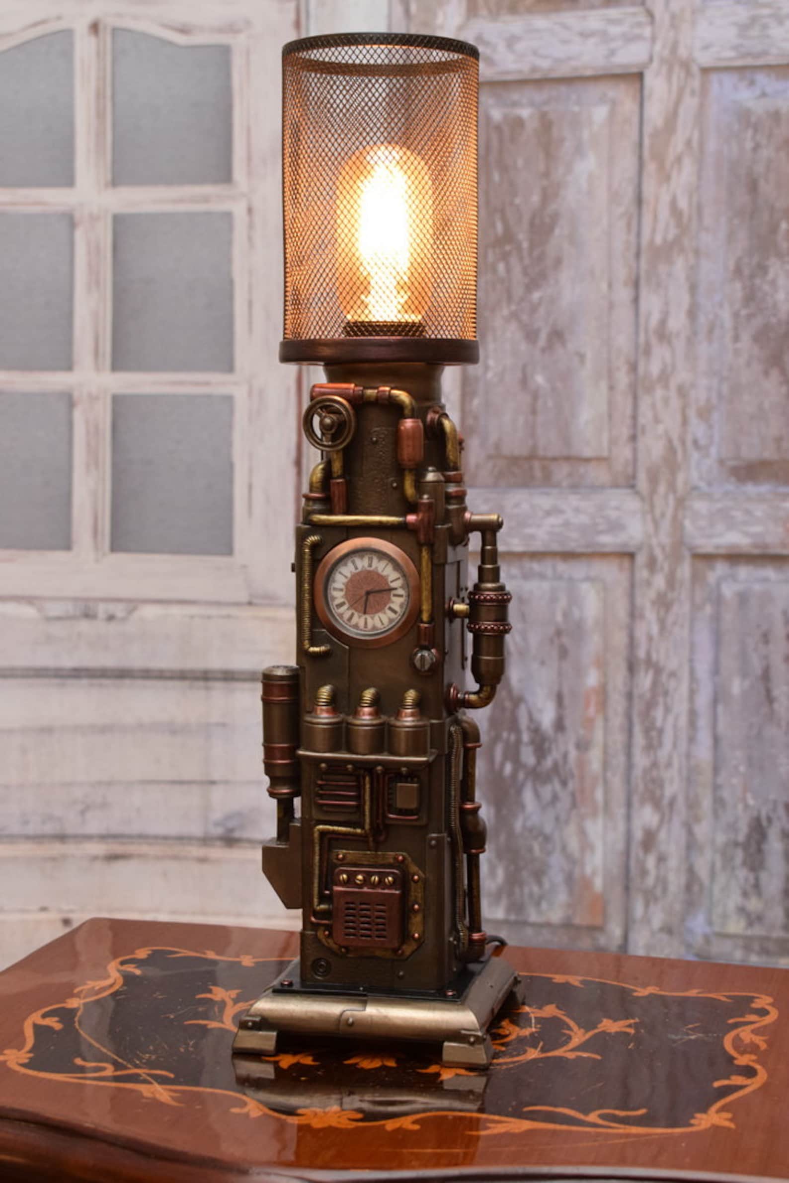 Bronze Steampunk Desk Lamp: Battery Operated Art Decor - Etsy