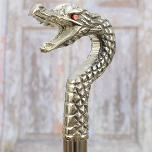 Walking Stick Dragon Figure - Dragon Cane - Silver and Black Walking ...