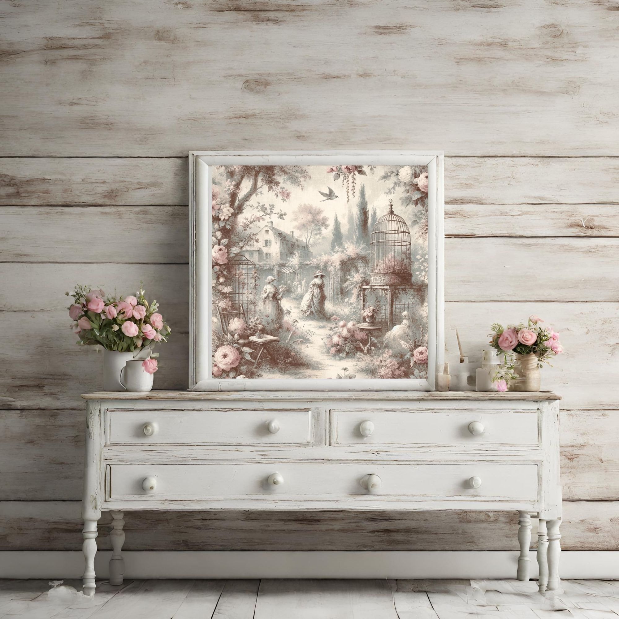 Shabby Chic Wall Art toile Wall Art instant Digital Download shabby ...