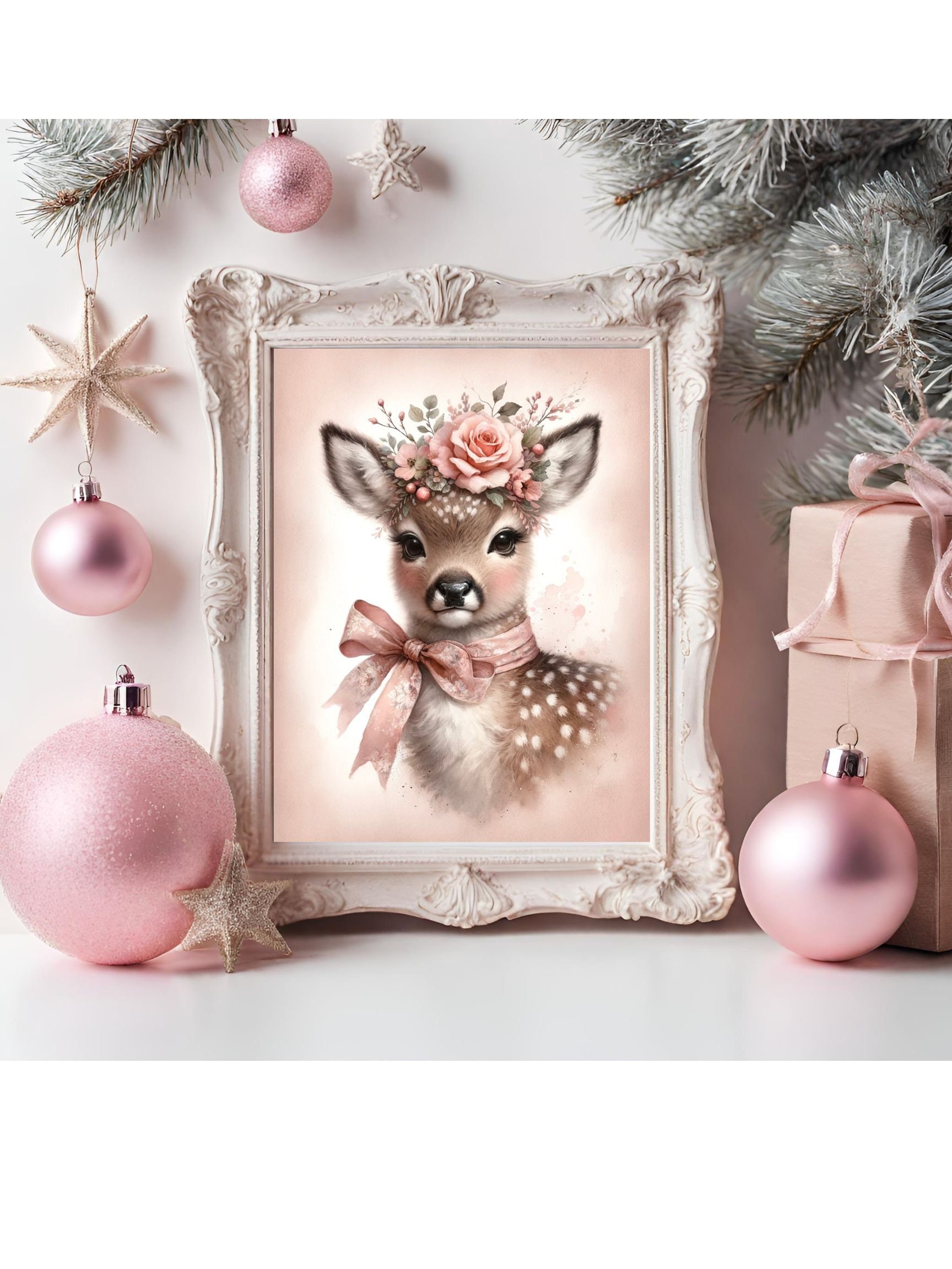 Shabby Chic Vintage Reindeer Wall Art Instant Digital Download ...