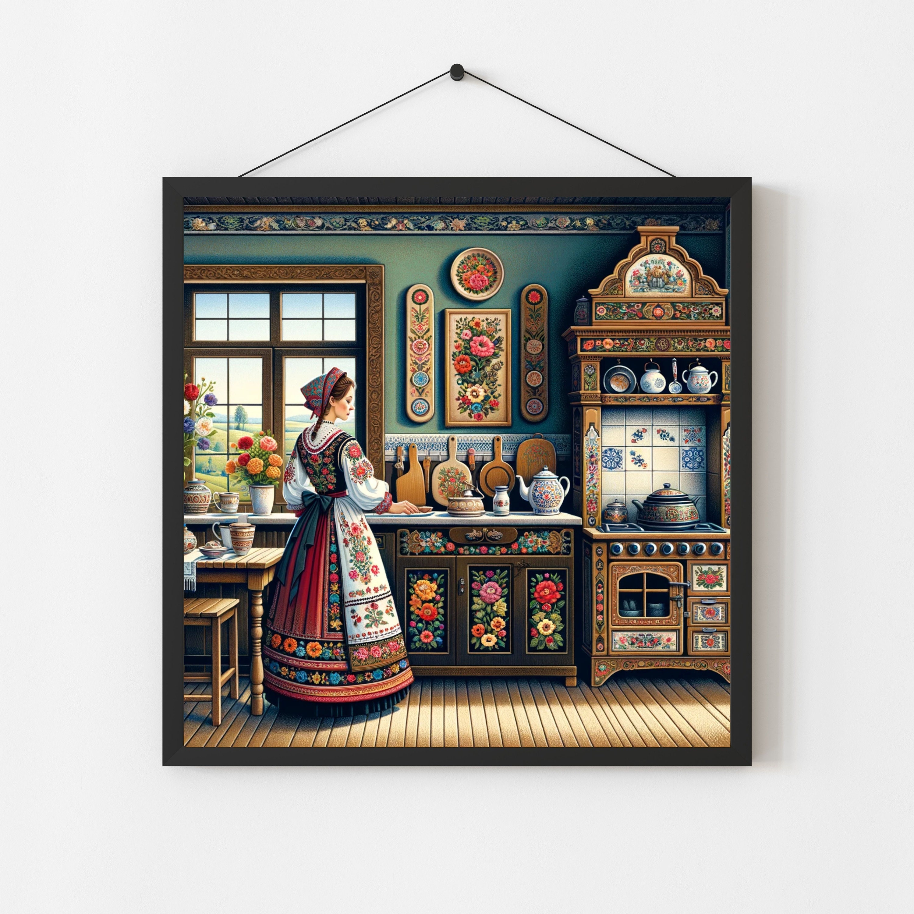 Traditional European Folk Art Kitchen Poster Folk Art Home Decor Folk ...