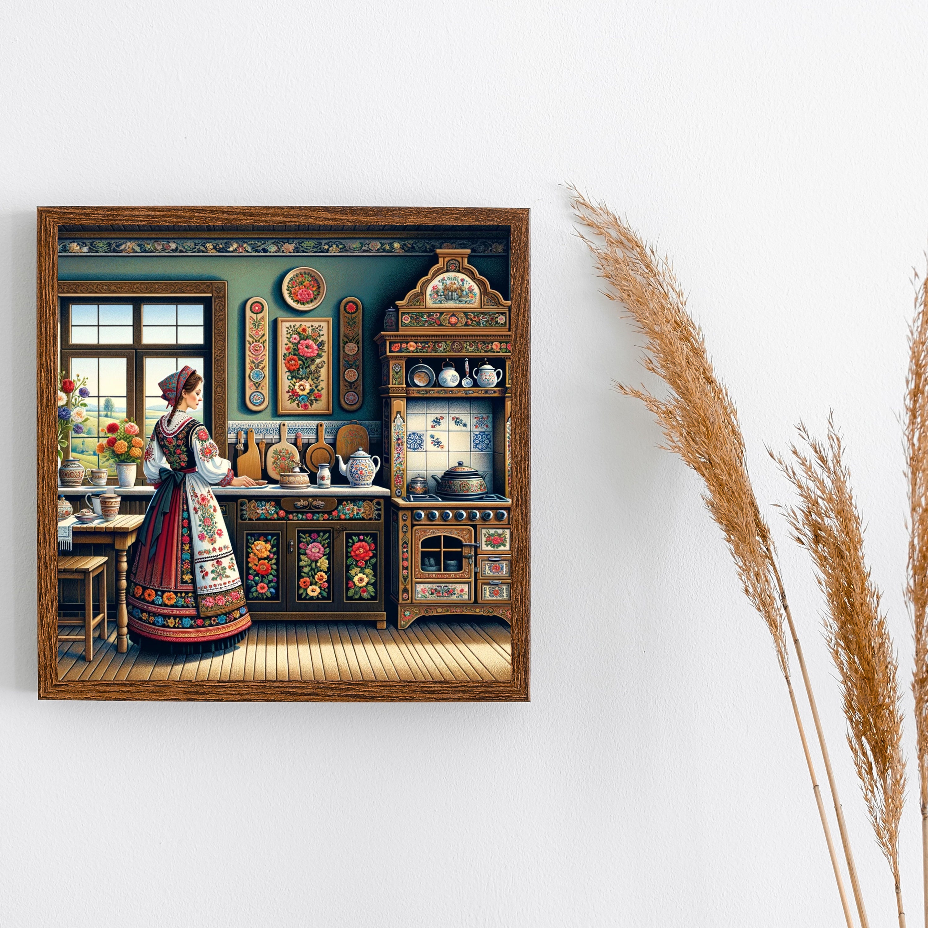 Traditional European Folk Art Kitchen Poster Folk Art Home Decor Folk ...