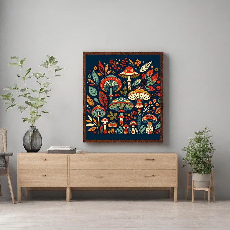 Folk Art Wall Art-scandinavian Wall Art folk Art Cottagecore Forestcore ...