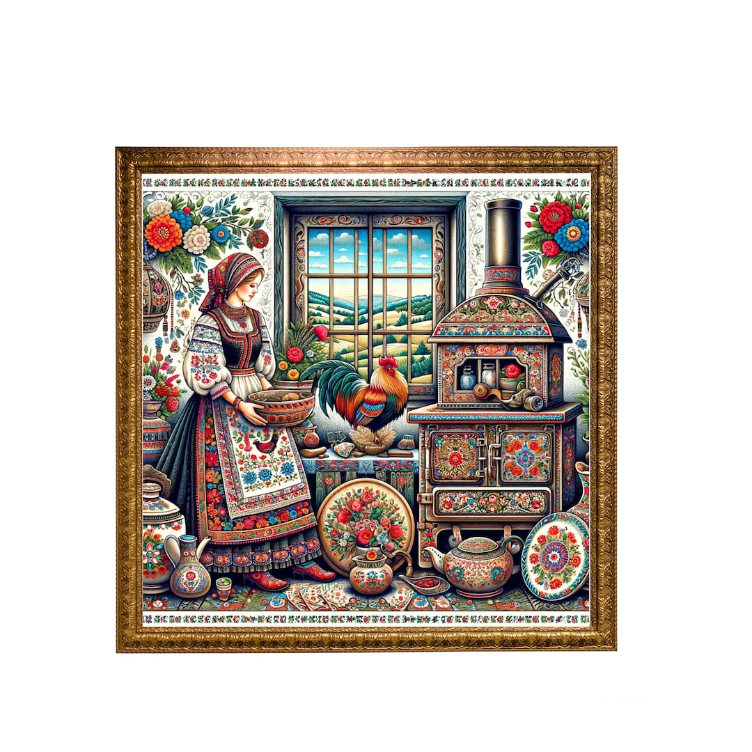 Traditional European Folk Art Kitchen Poster Eastern Home Decor Folk ...