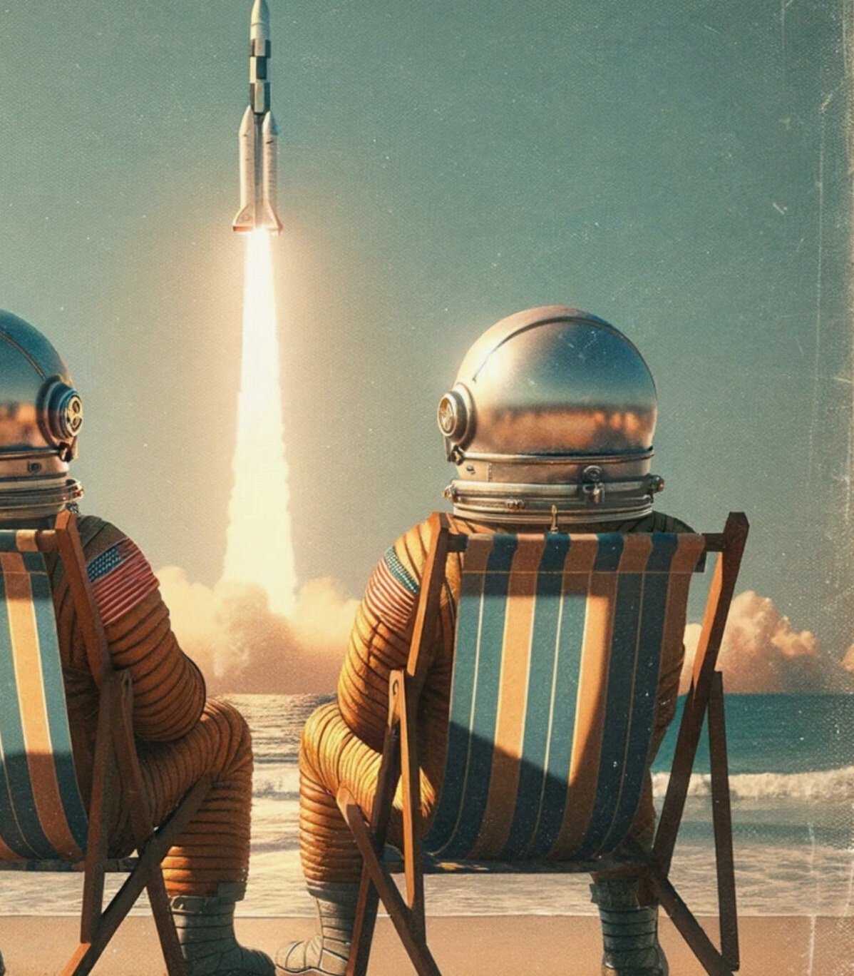 Beach Astronaut -vintage Astronaut Poster - Retro Astronauts Posters ...