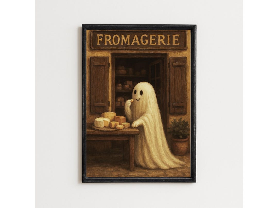 French Ghost at Fromagerie Art Print: Parisian Halloween Decor (digital ...