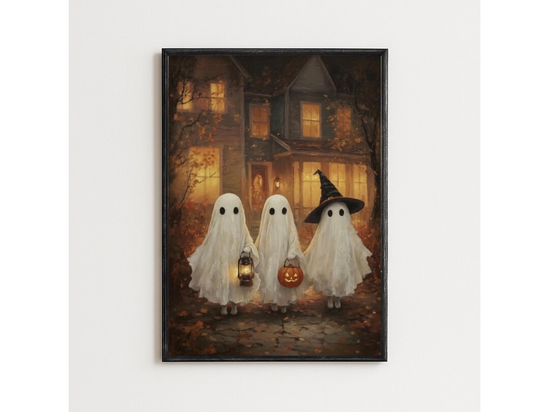 Vintage Halloween Ghost Trio Art Print (digital Download) - Etsy