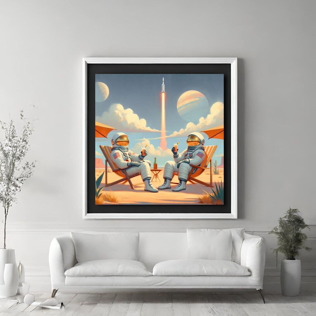 Beach Astronaut vintage Astronaut Poster Matte Posters Rocket Launch ...