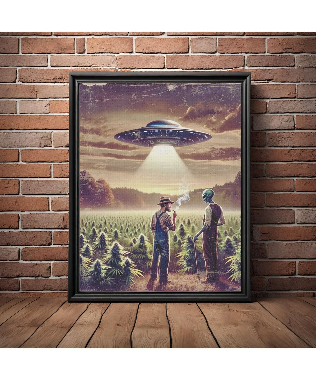 Farmer and Alien - MARIJUANA Wall Art-cannabis Decor-vintage Marijuana ...