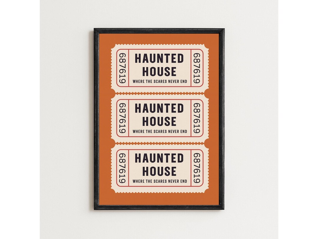 Vintage Haunted House Ticket Print - Halloween Wall Art (digital ...