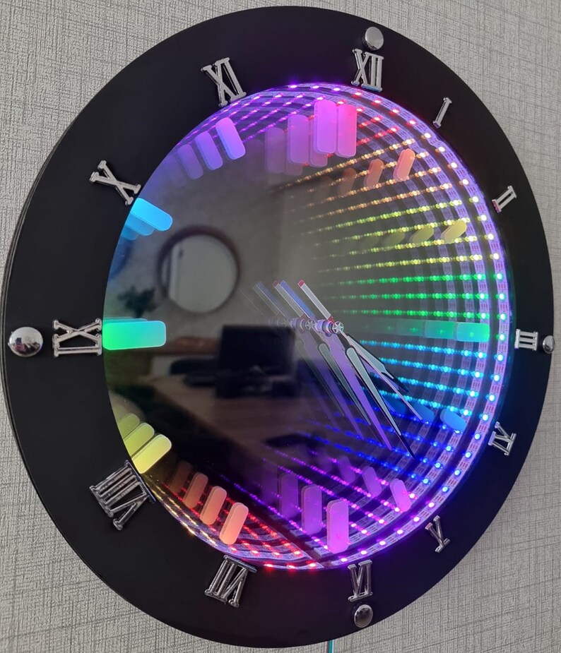 RGB Mirror Clock, Infinity Effect, Wall Clock, Led Clock, Analog Clock ...