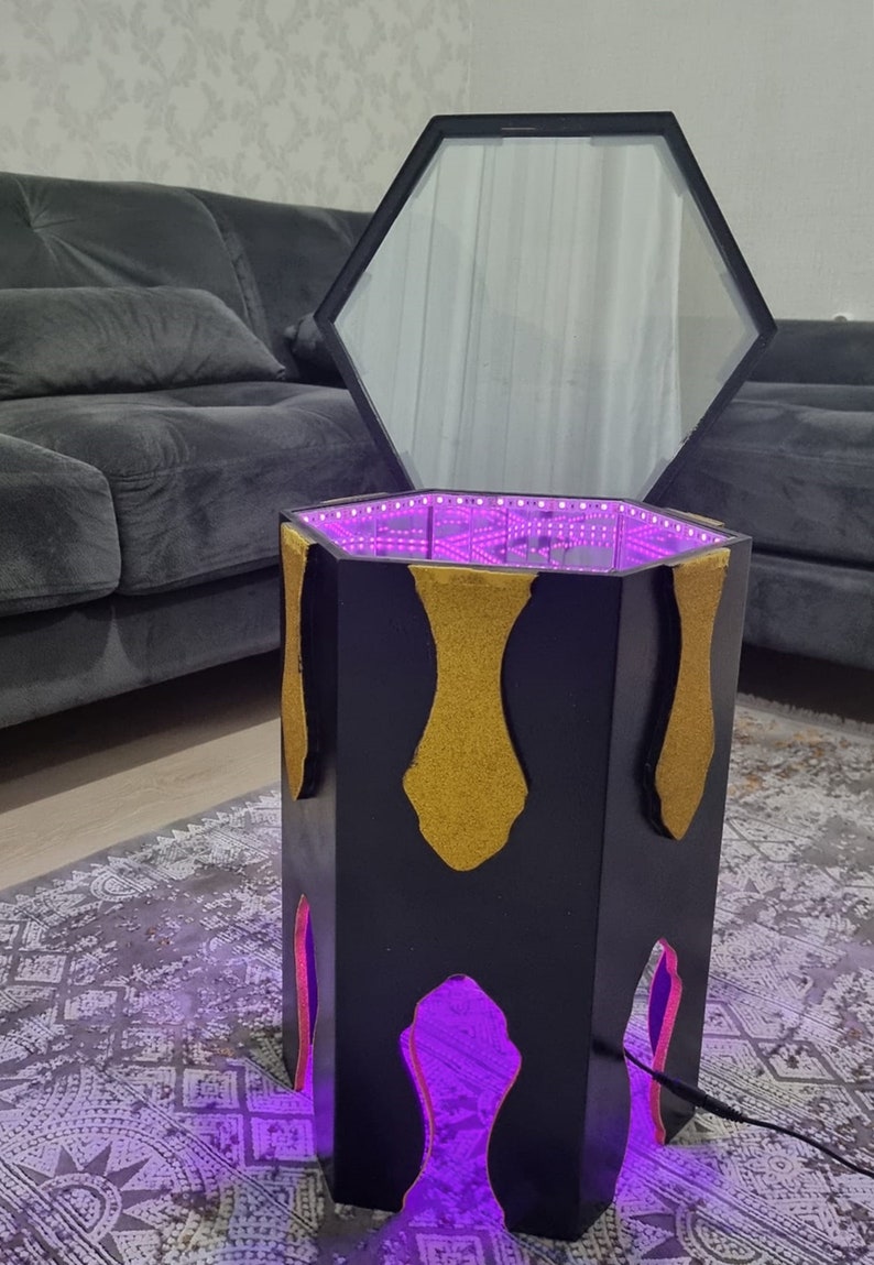 Infinity Mirror Center Table, Infinity Effect, Wooden Coffee Table ...