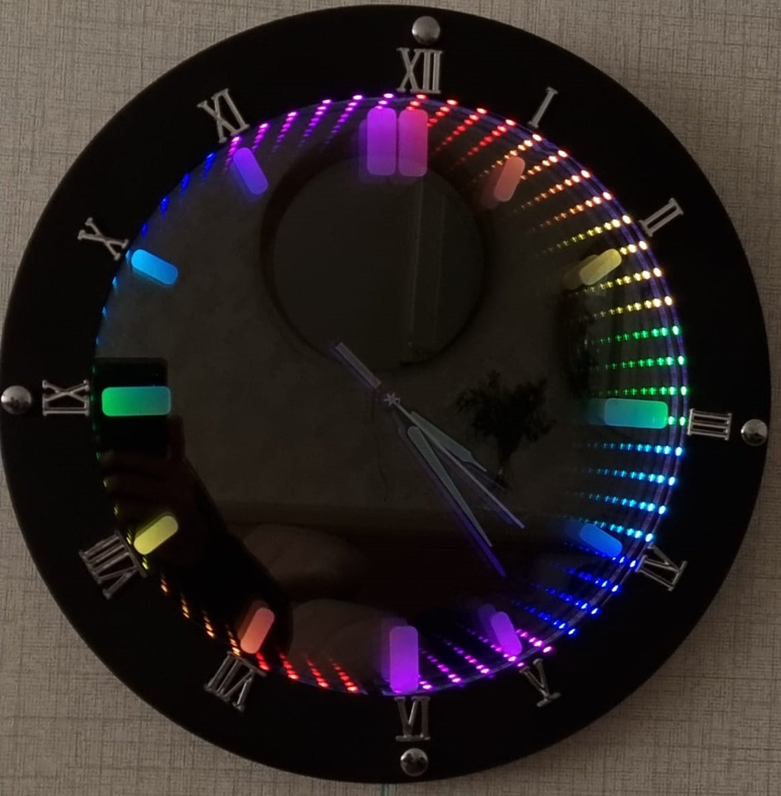 RGB Mirror Clock, Infinity Effect, Wall Clock, Led Clock, Analog Clock ...