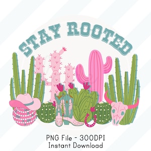 Trendy Stay Rooted PNG, Cactus PNG File, Teal & Pink Png, Retro Disco ...