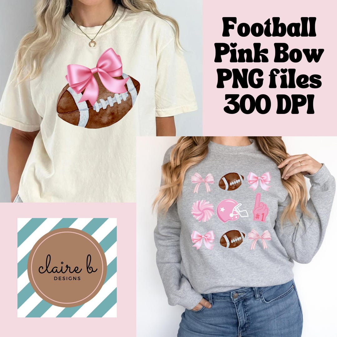 Football Bow Png, Football Pink Out Png, Game Day, Pinktober, Football ...