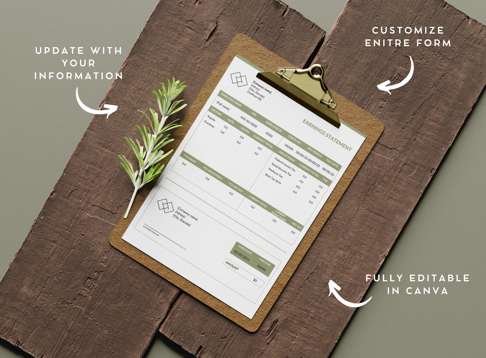 Employee Pay Stub Template | Payroll Paystub Template | Earnings ...