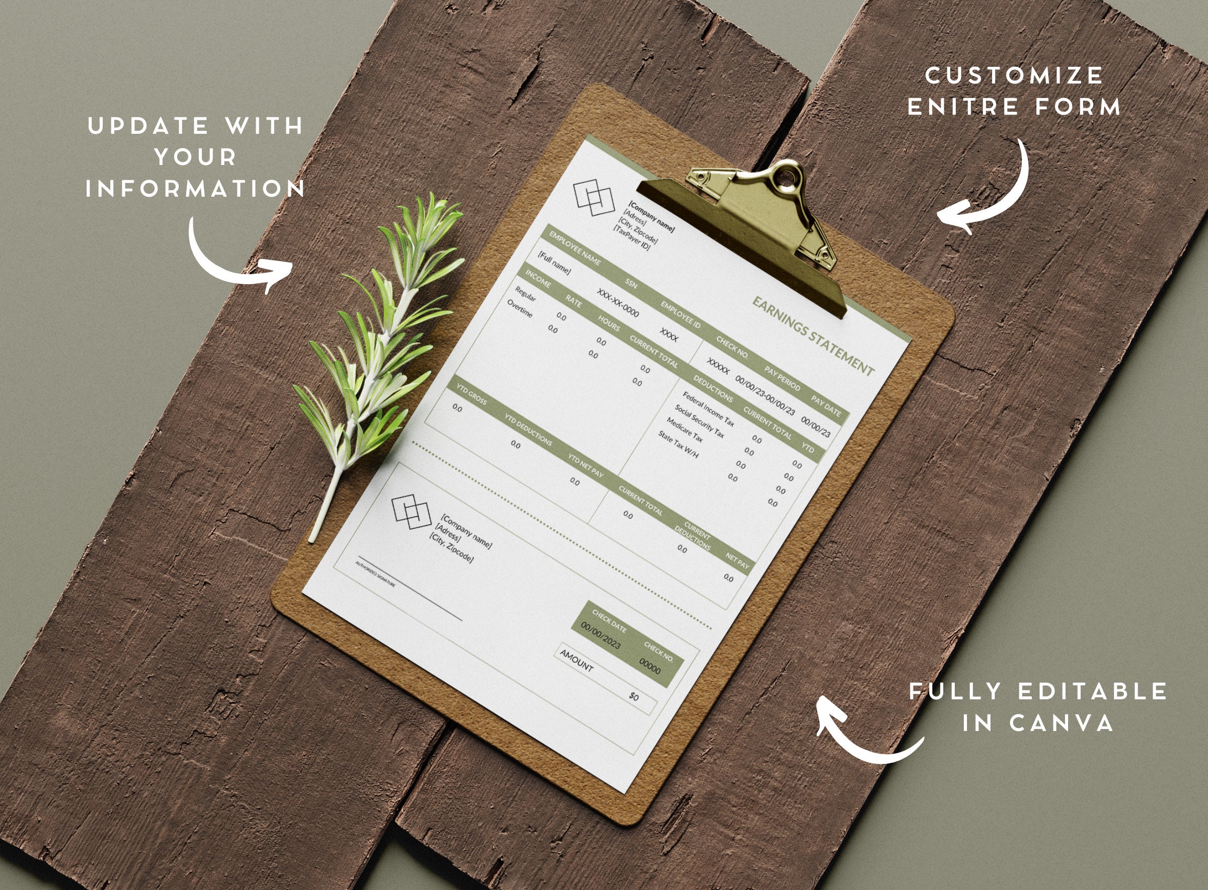 Employee Pay Stub Template | Payroll Paystub Template | Earnings ...