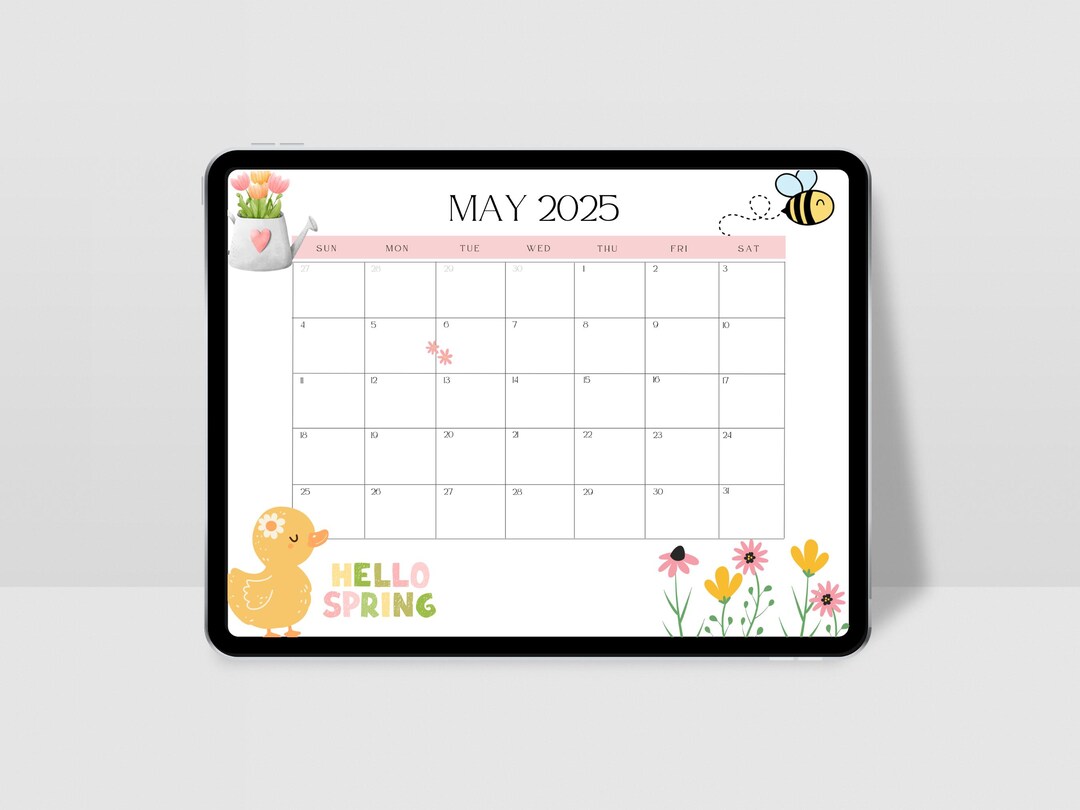 EDITABLE May 2025 Calendar, Hello Spring With Cute Honey Bees, Mother's ...