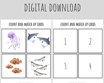Ocean Counting Cards - Etsy